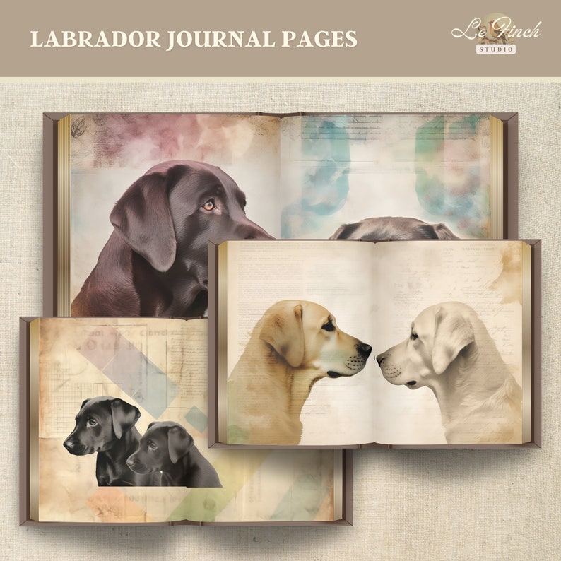 Labrador Printable Paper Featuring Vintage Chocolate Black and Yellow ...