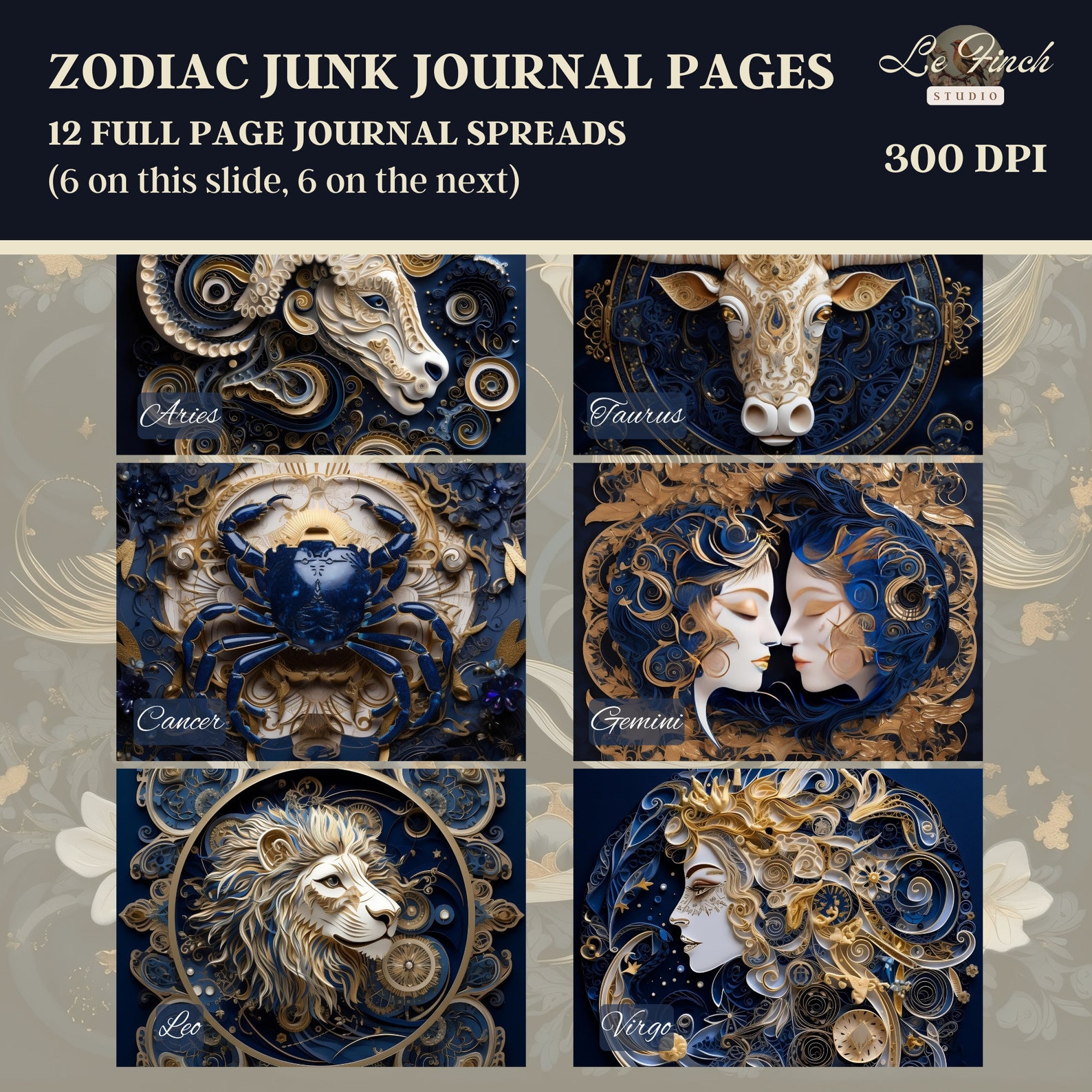 Zodiac Junk Journal Printable Pages Astrology Journal Digital Papers ...