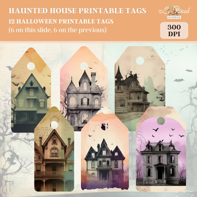 Haunted House Printable Gift Tags for Halloween Journal Junk Journal ...