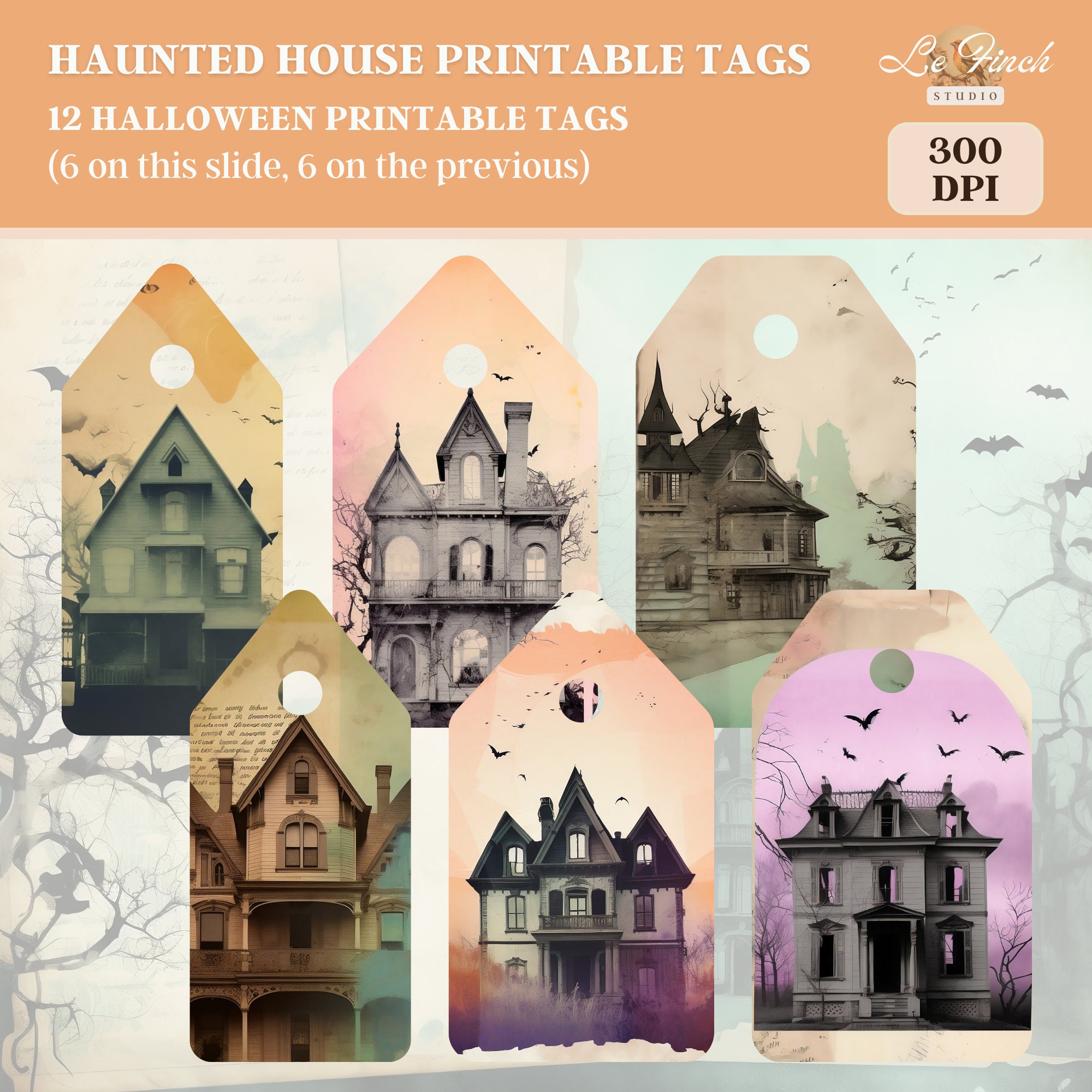 Haunted House Printable Gift Tags for Halloween Journal Junk Journal ...