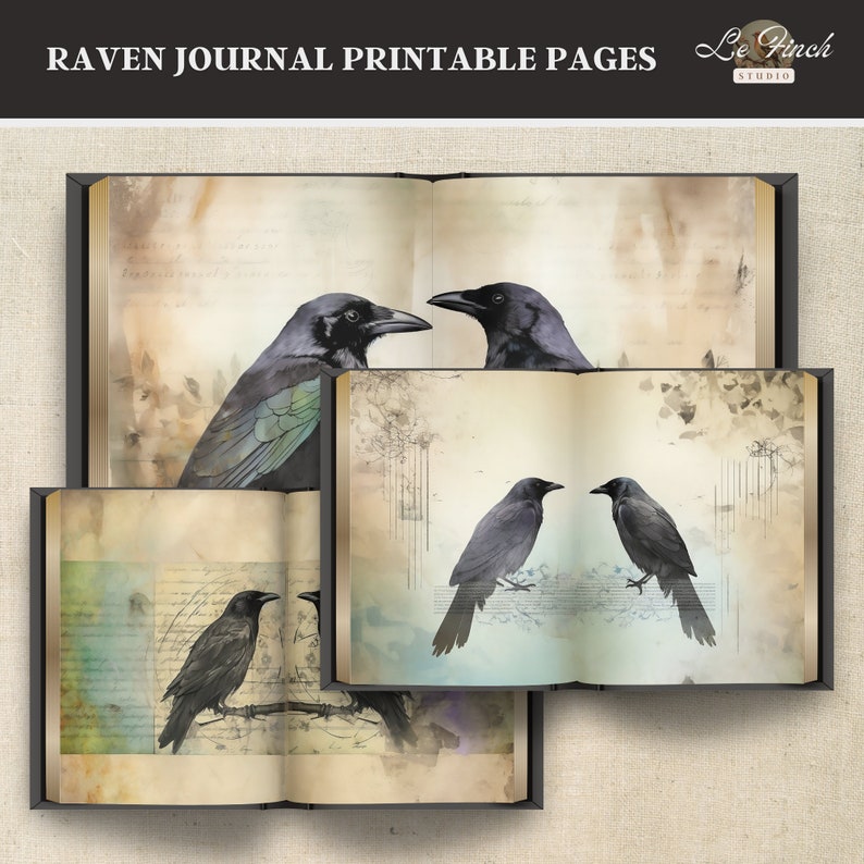 Vintage Raven Junk Journal Printable Pages Halloween Journal Digital ...