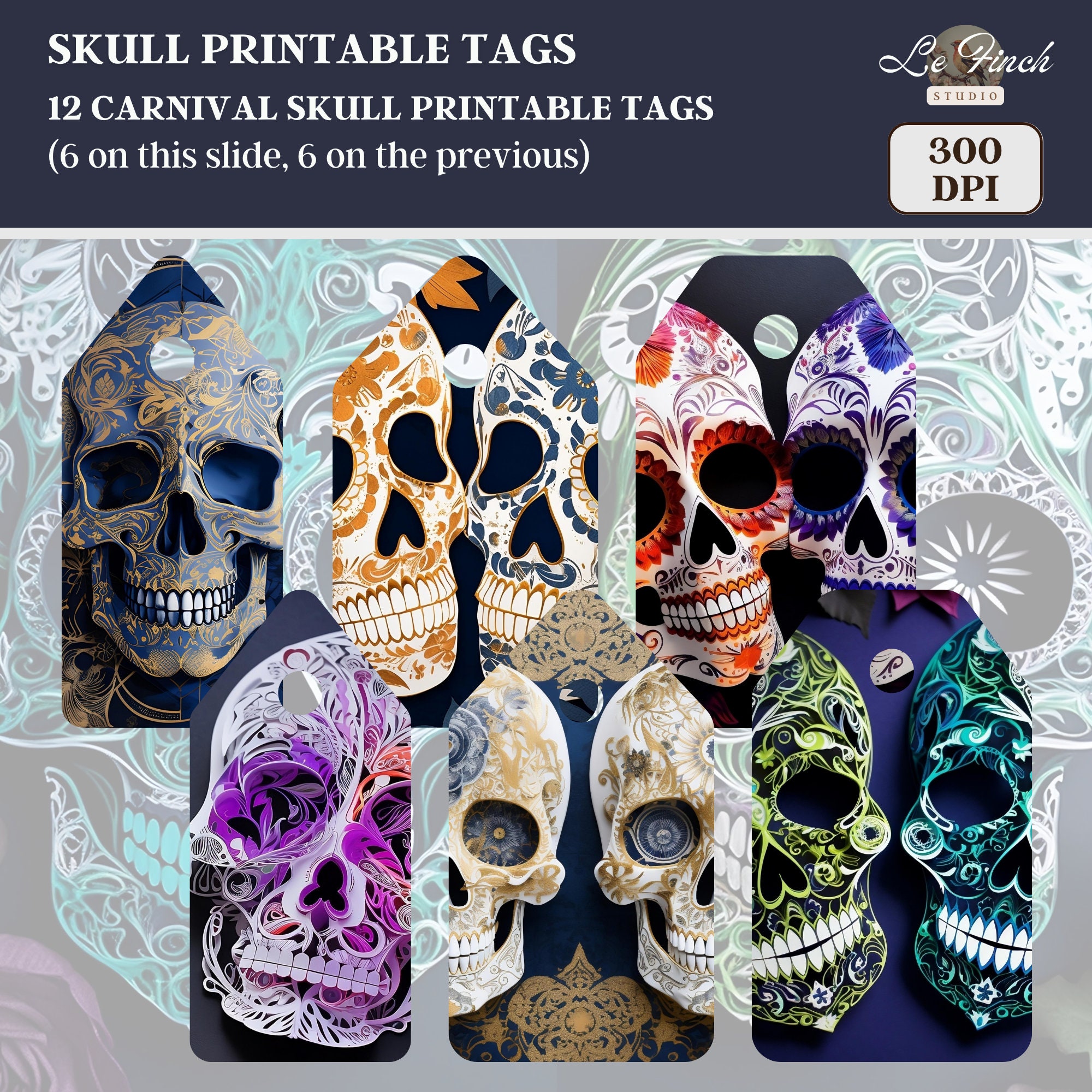 Skull Printable Gift Tags for Halloween Junk Journal Carnival - Etsy ...