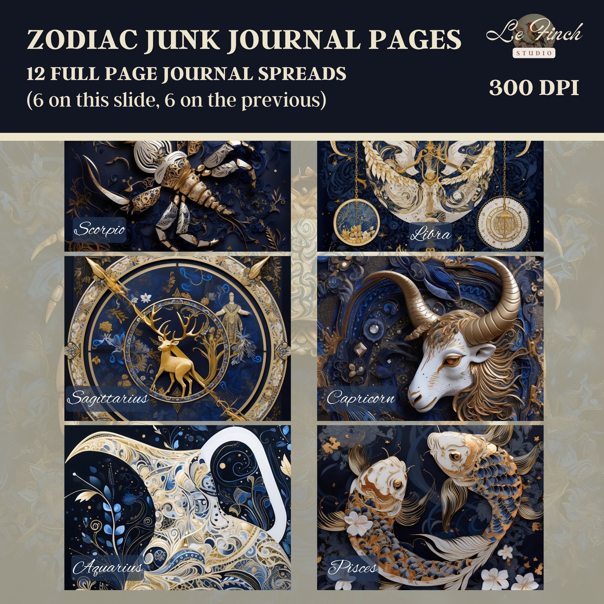 Zodiac Junk Journal Printable Pages Astrology Journal Digital Papers ...