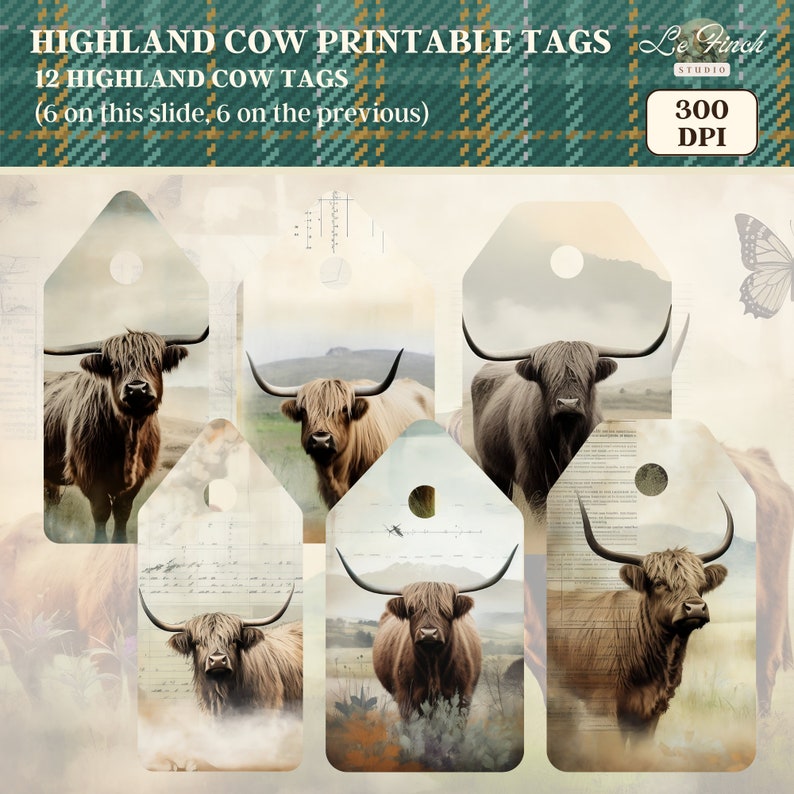 Highland Cow Printable Tags for Farm Living Junk Journal Vintage Farm ...