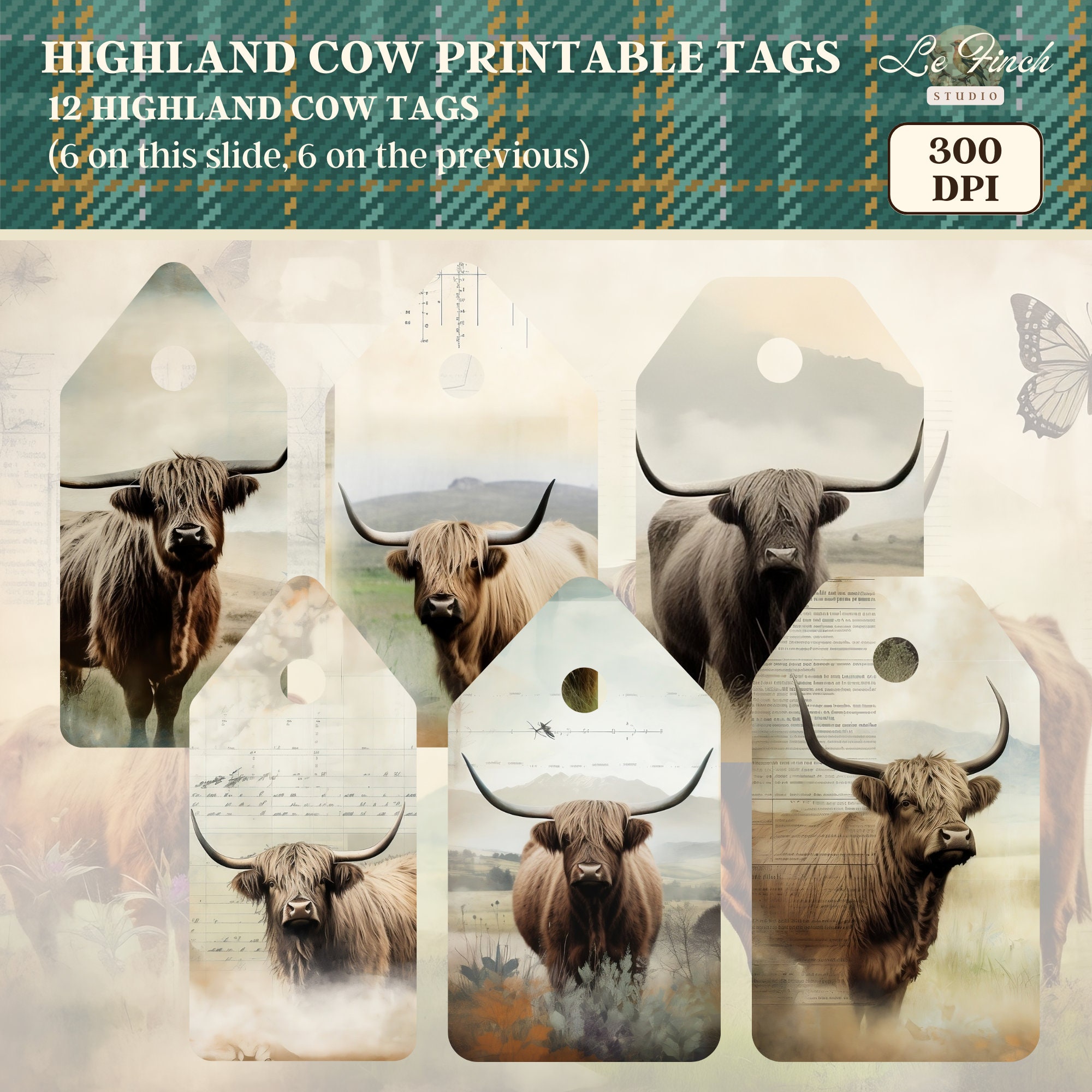 Highland Cow Printable Tags for Farm Living Junk Journal Vintage Farm ...