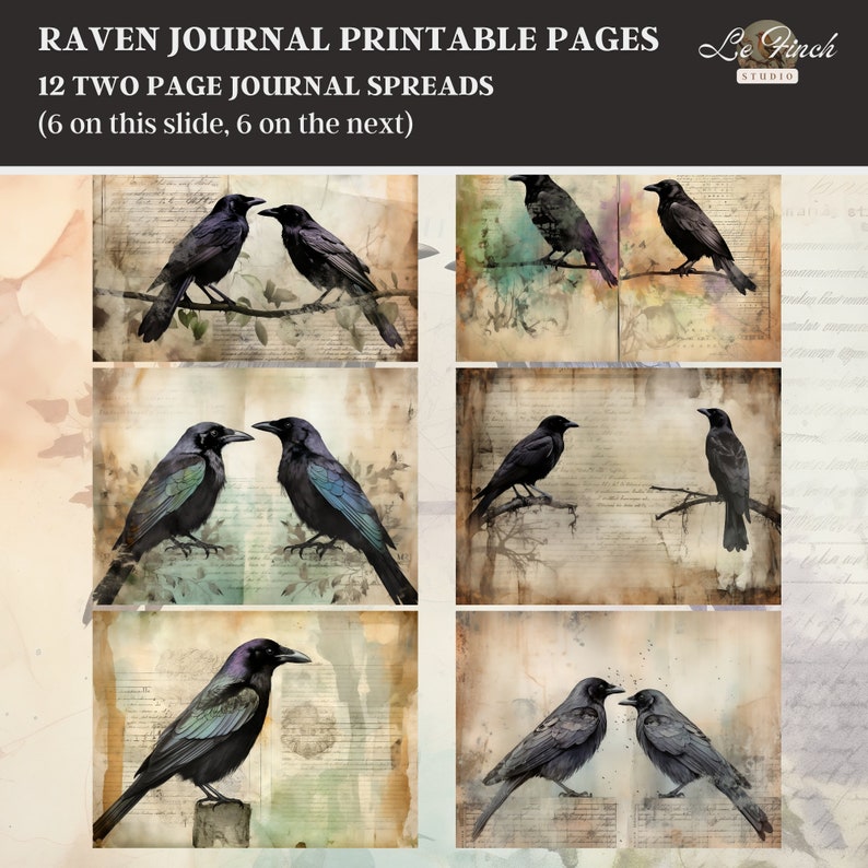 Vintage Raven Junk Journal Printable Pages Halloween Journal Digital ...