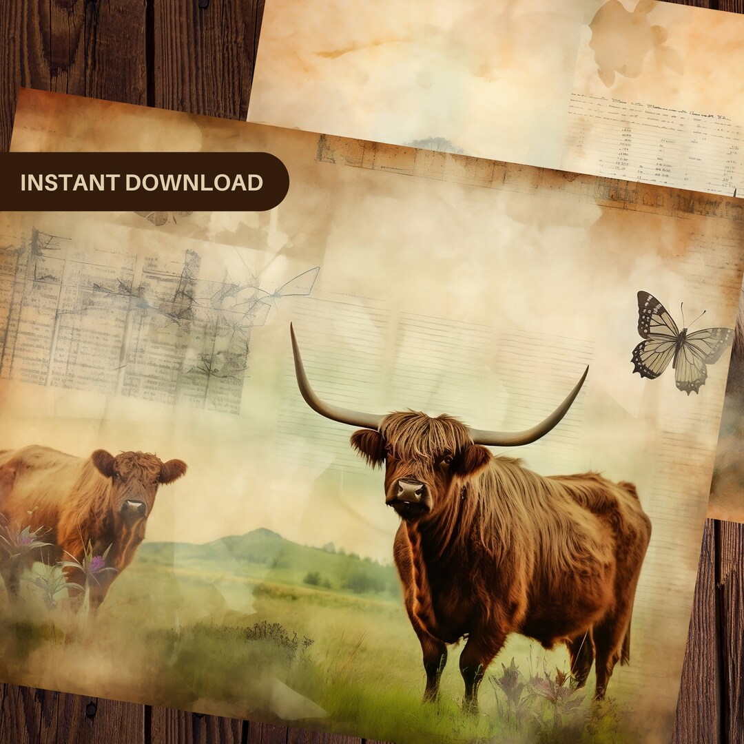 Highland Cow Vintage Junk Journal Printable Pages Farm Life Journal ...