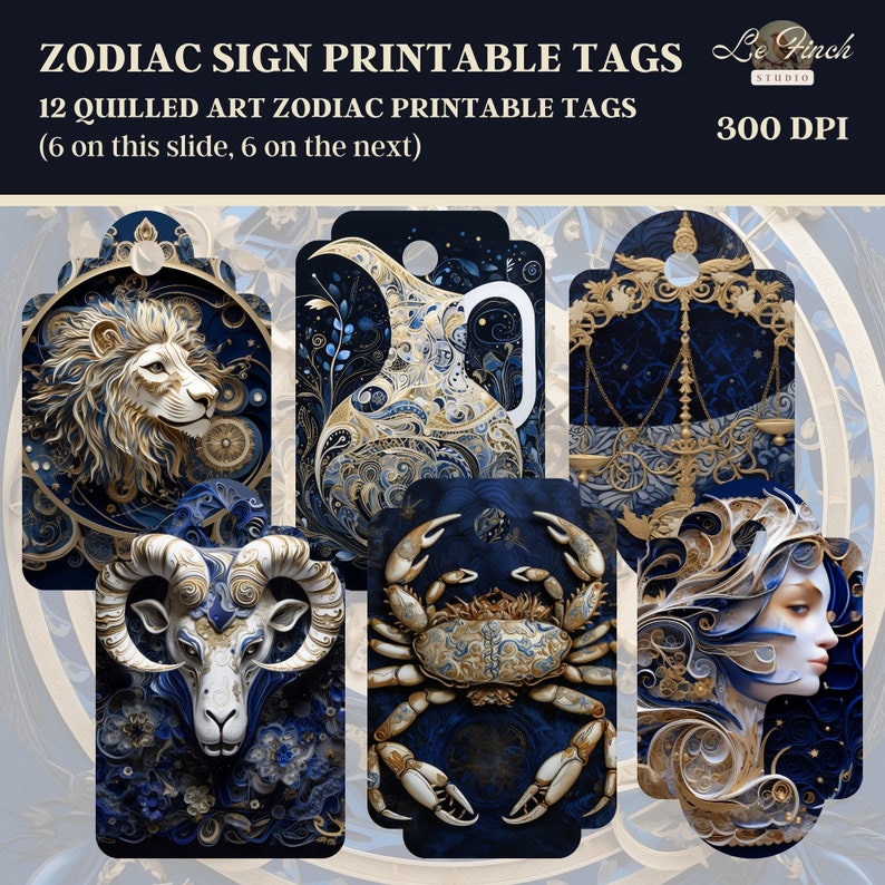 Zodiac Sign Printable Tags for Astrology Junk Journal Cosmic Ephemera ...