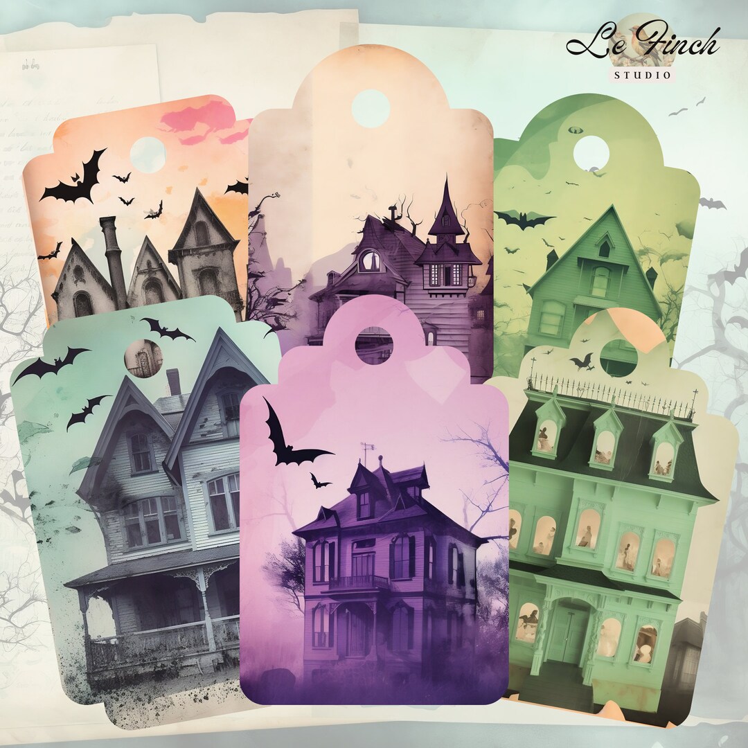 Haunted House Printable Gift Tags for Halloween Journal Junk Journal ...