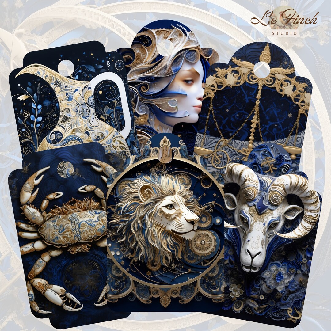 Zodiac Sign Printable Tags for Astrology Junk Journal Cosmic Ephemera ...