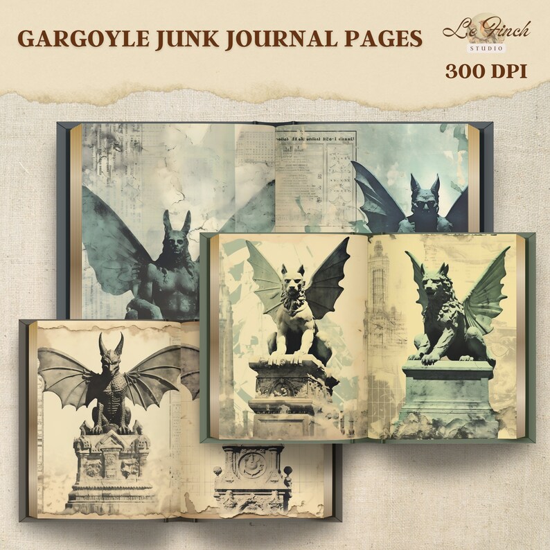 Gothic Journal Printable Paper With Gargoyle Digital Paper and Gothic ...