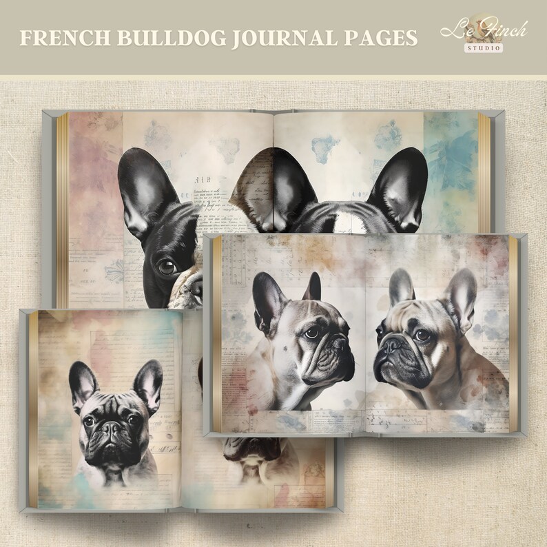 French Bulldog Printable Paper With Vintage Frenchie Digital Paper for ...