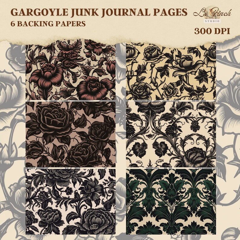 Gothic Journal Printable Paper With Gargoyle Digital Paper and Gothic ...