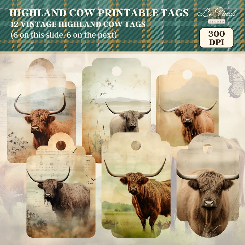 Highland Cow Printable Tags for Farm Living Junk Journal Vintage Farm ...