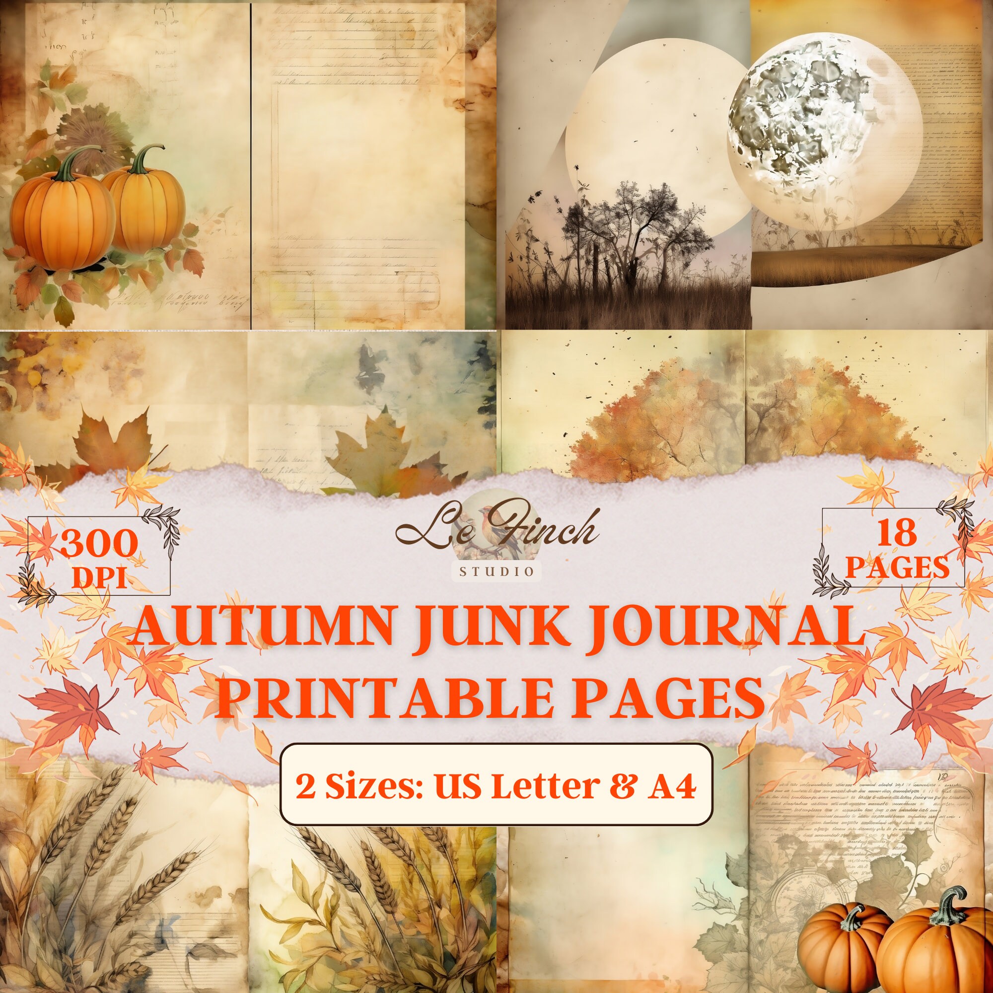 Autumn Junk Journal Printable Pages Fall Digital Papers Autumn Junk ...