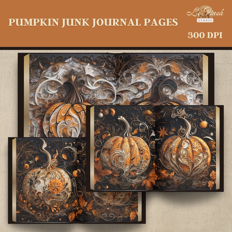 Pumpkin Junk Journal Printable Pages Quilled Art Fall Journal Digital ...