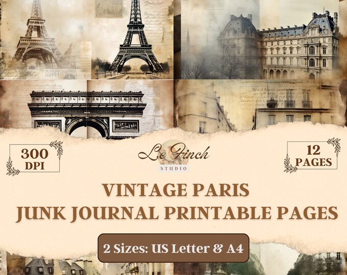 Paris Printable Paper With Vintage French Architecture Digital Paper ...