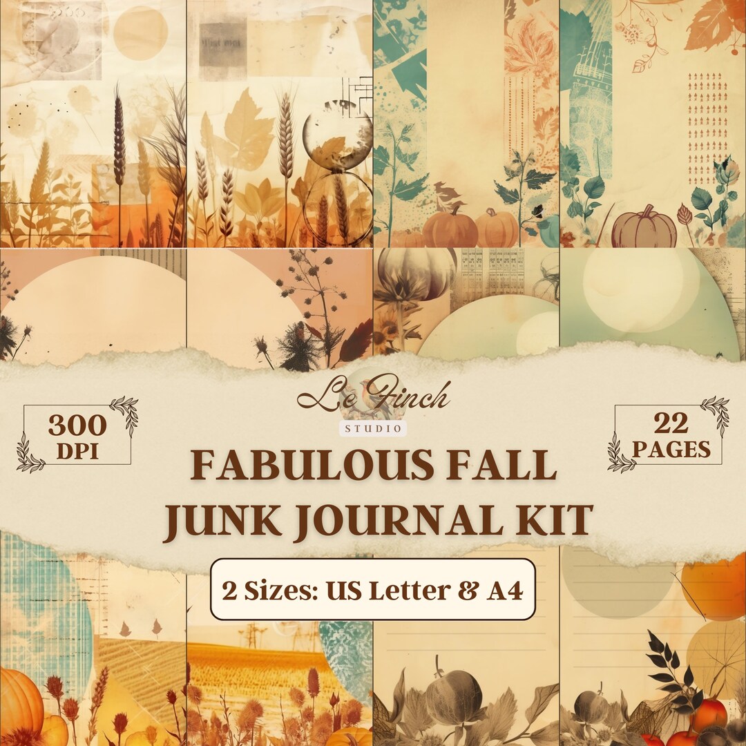 Fall Junk Journal Kit With Fall Digital Papers Fall Tags and Fall ...