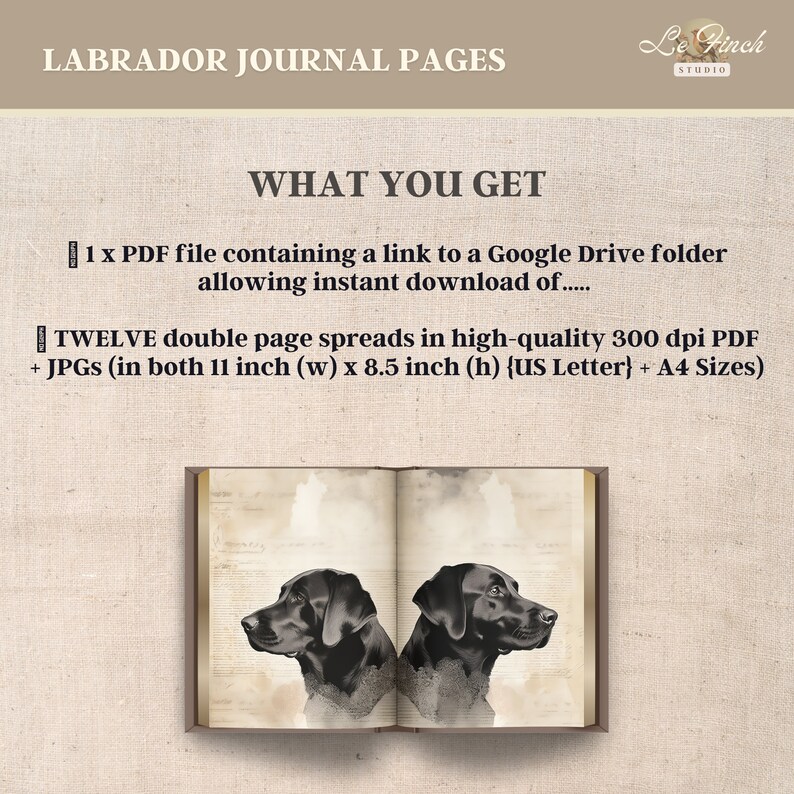 Labrador Printable Paper Featuring Vintage Chocolate Black and Yellow ...