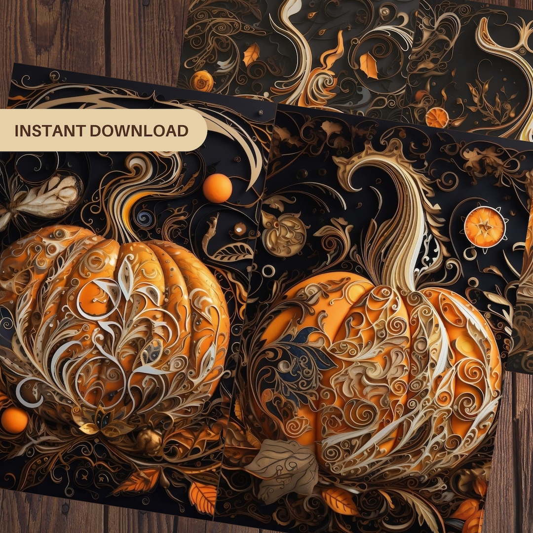 Pumpkin Junk Journal Printable Pages Quilled Art Fall Journal Digital ...
