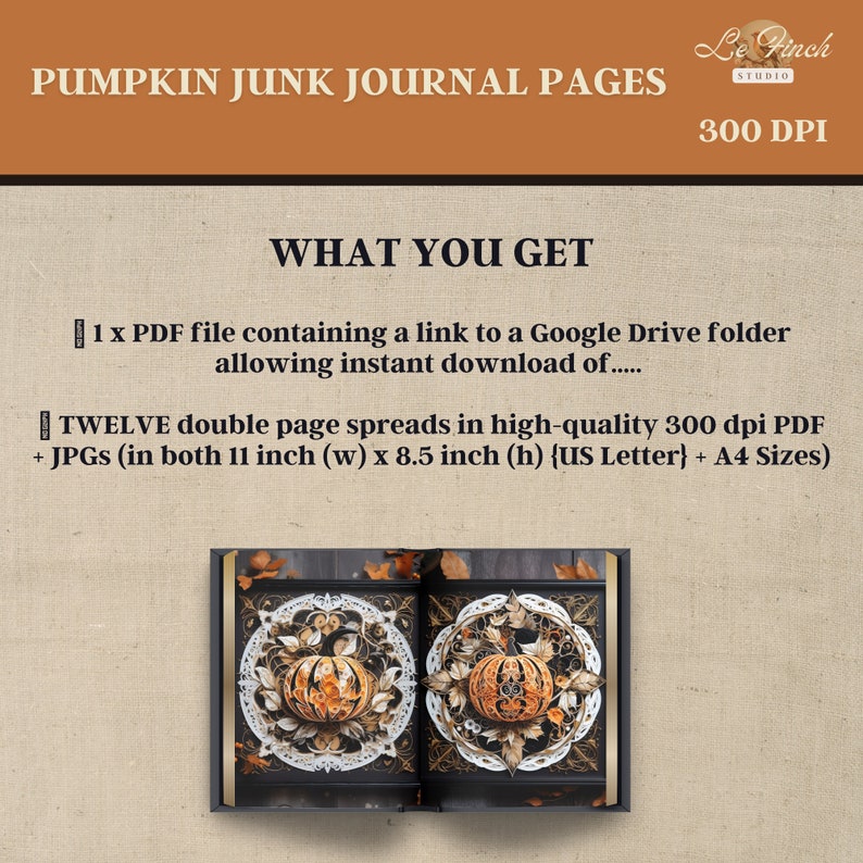 Pumpkin Junk Journal Printable Pages Quilled Art Fall Journal Digital ...