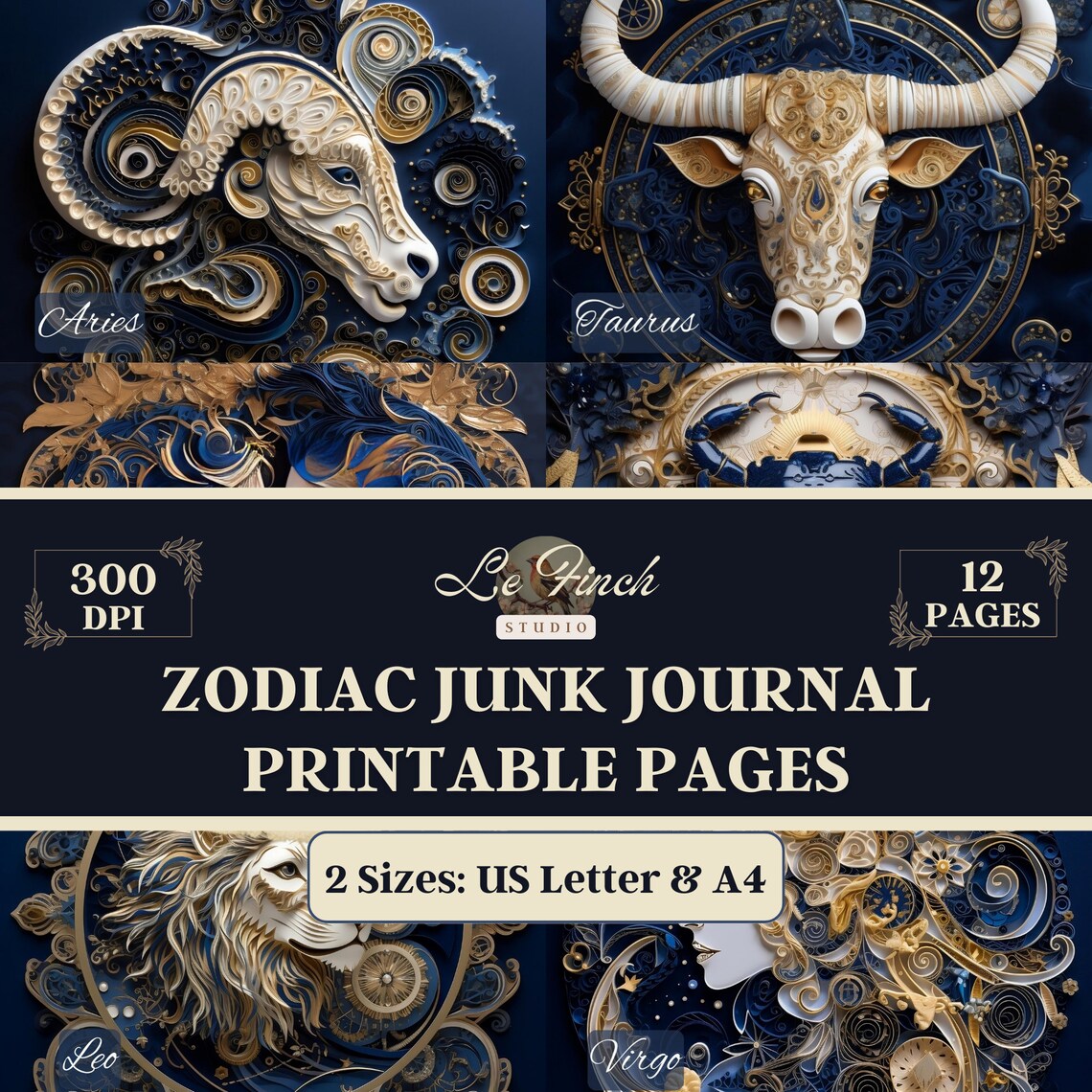 Zodiac Junk Journal Printable Pages Astrology Journal Digital Papers ...