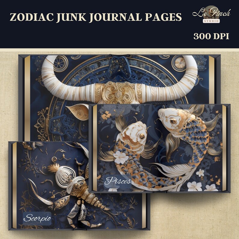 Zodiac Junk Journal Printable Pages Astrology Journal Digital Papers ...