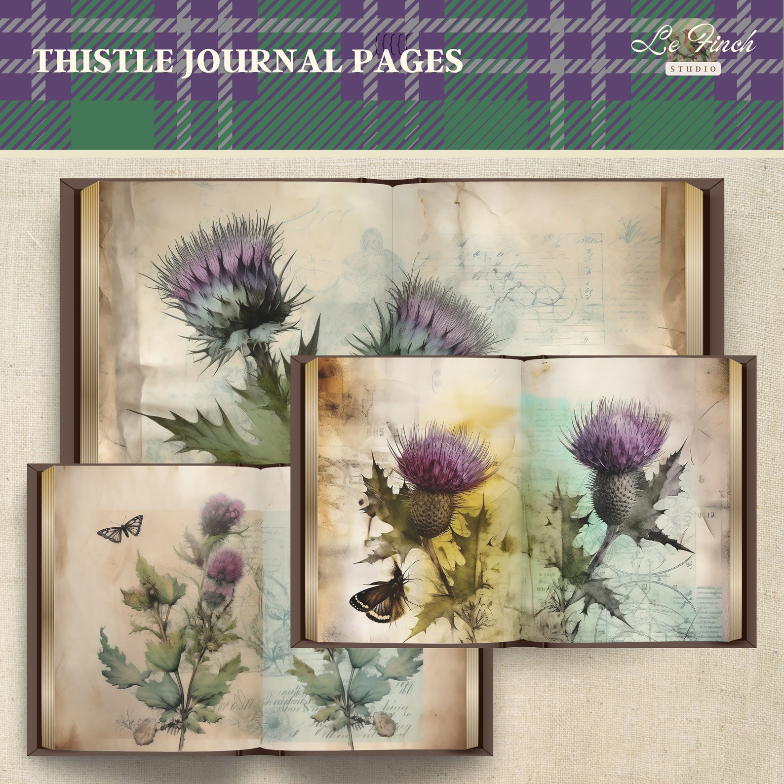 Thistle Journal Printable Paper With Vintage Scottish Thistle Digital ...