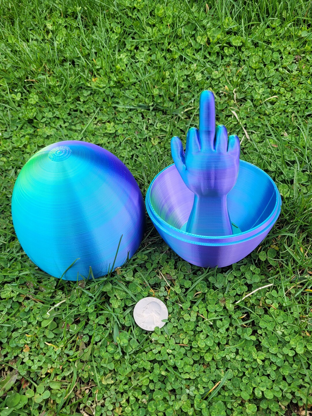 Giant Middle Finger Egg - Tricolor Blue Purple Yellow - Etsy