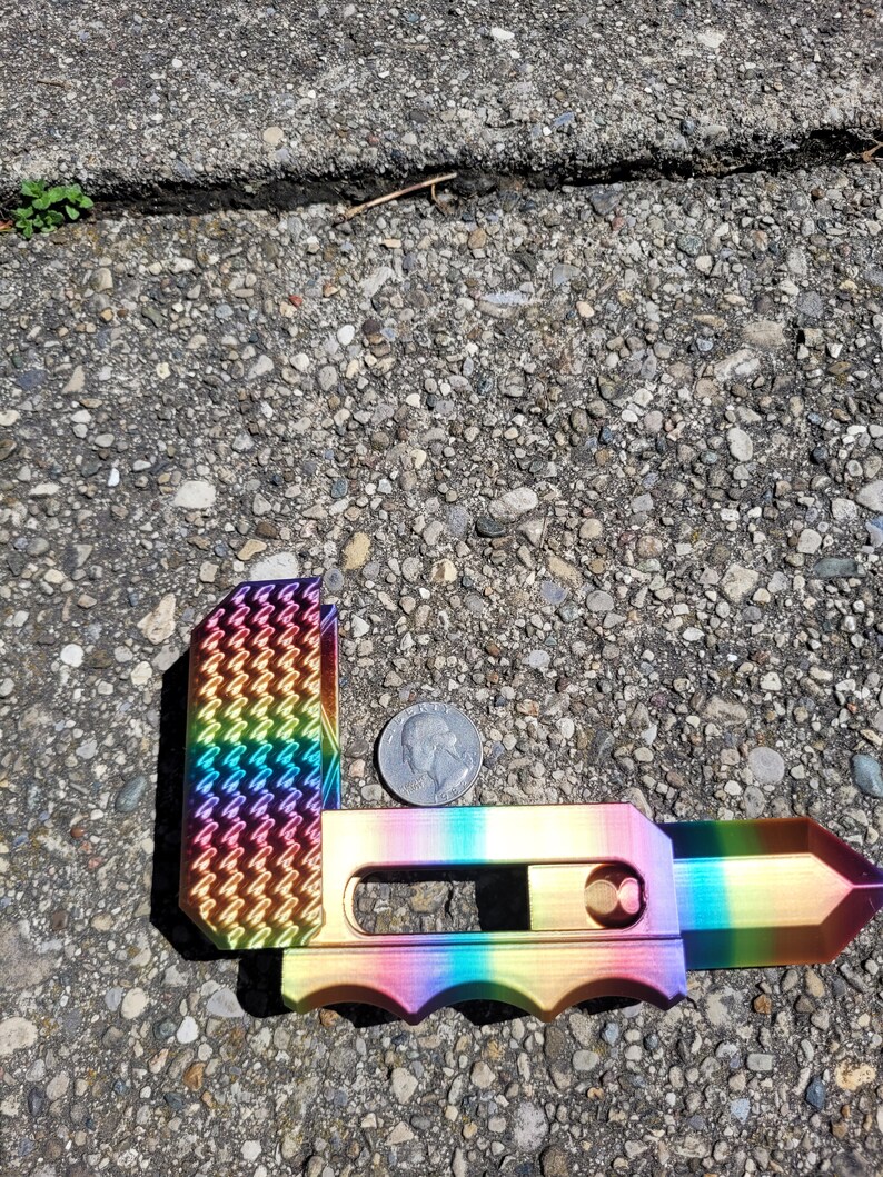 Fidget Knife Double Edge - Rainbow Silk - Etsy