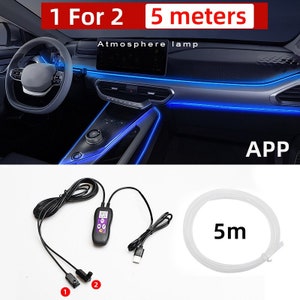 USB Car Interior Lights 64 Colors Optical Fiber Strips Multiple Modes ...