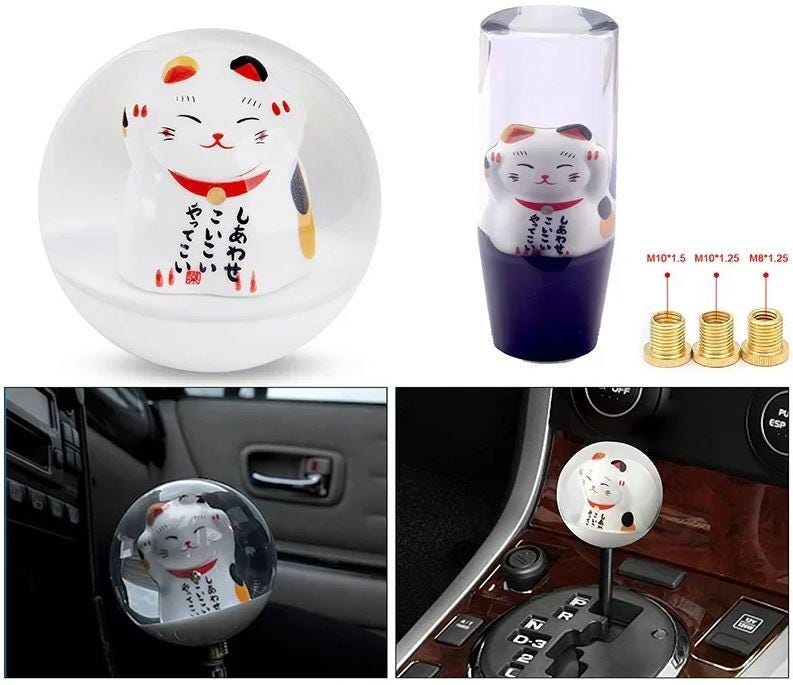 Car Gear Shift Knob - Cute Kawaii Lucky Cat Acrylic Resin Unique ...