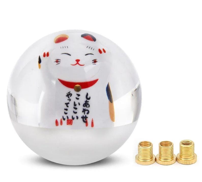 Car Gear Shift Knob - Cute Kawaii Lucky Cat Acrylic Resin Unique ...