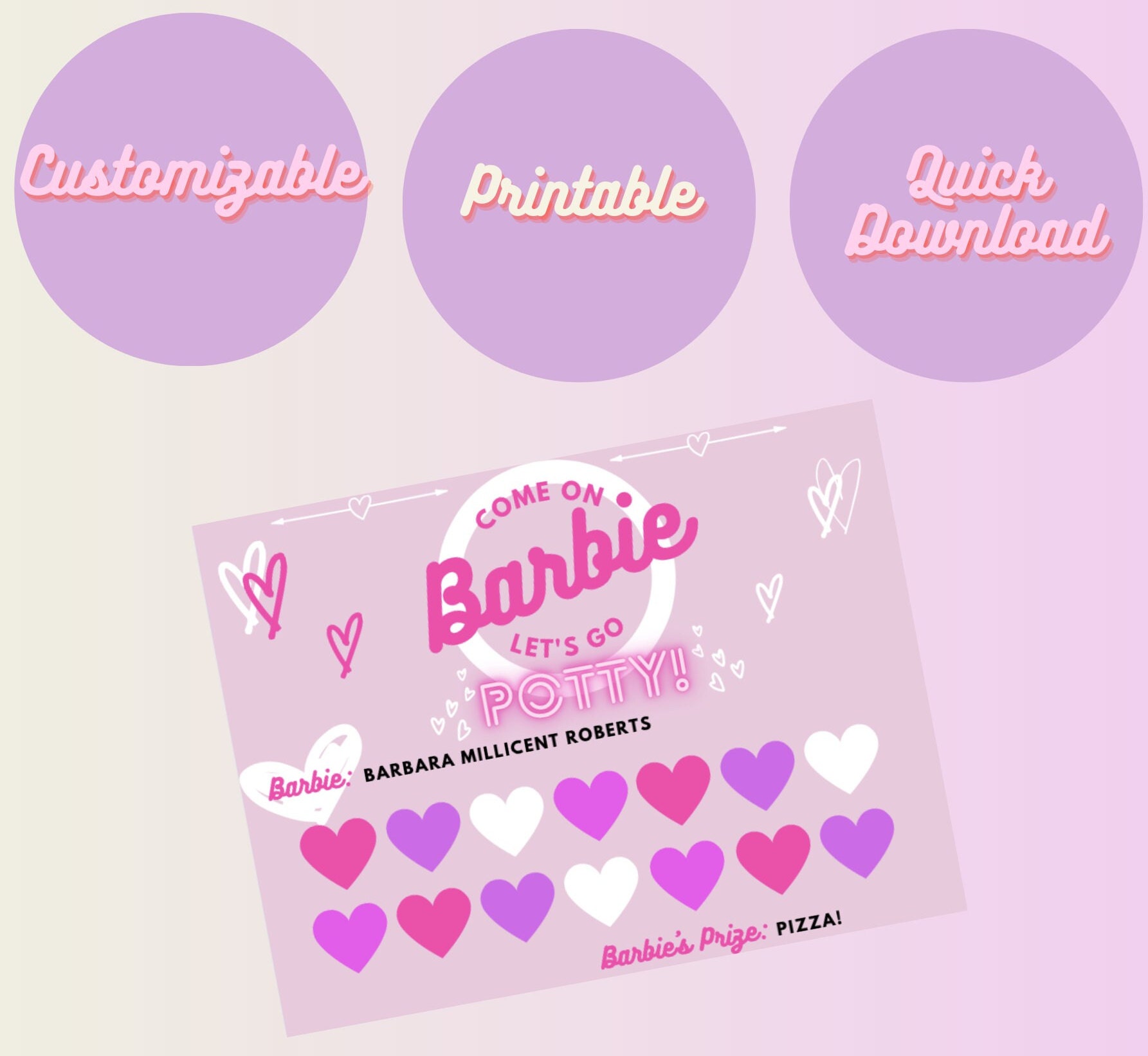 Customizable Barbie Potty Training Chart - Etsy