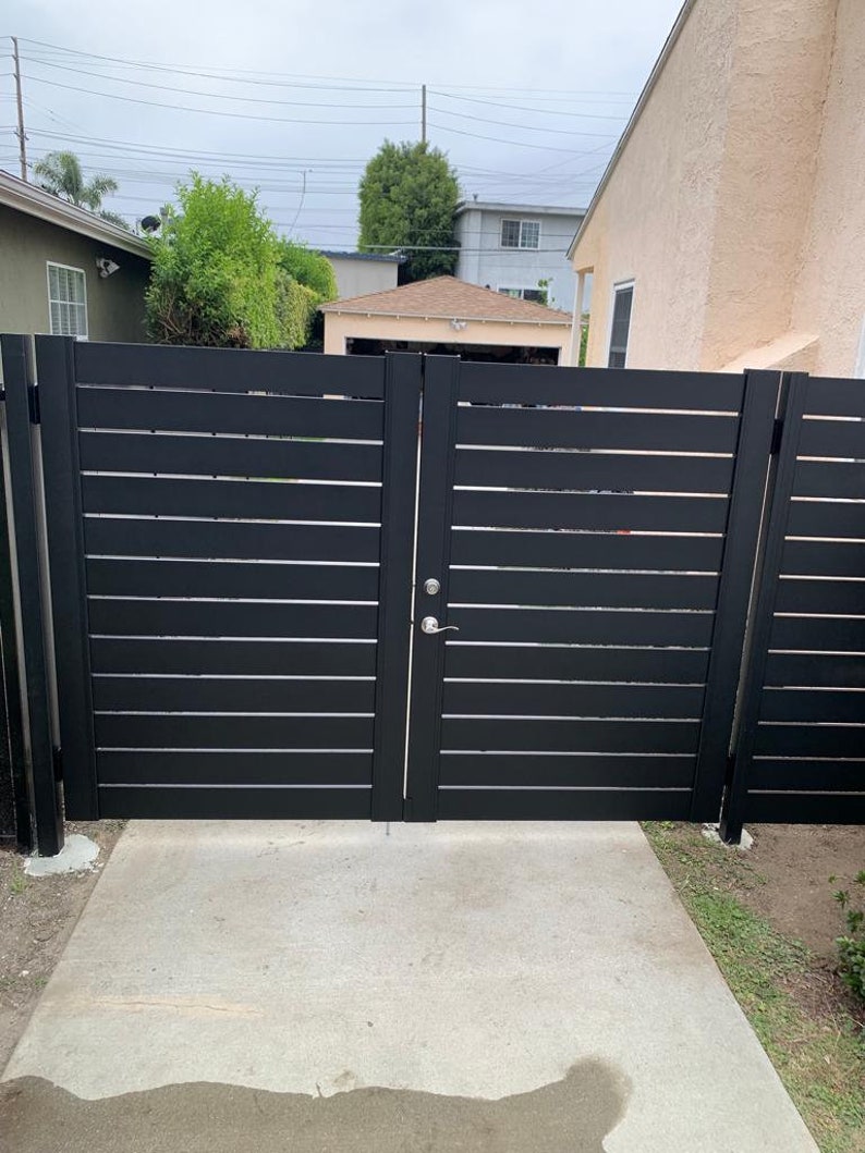 Alumission Aluminum Double Swing Gate Black Powder Coat (double Gate ...