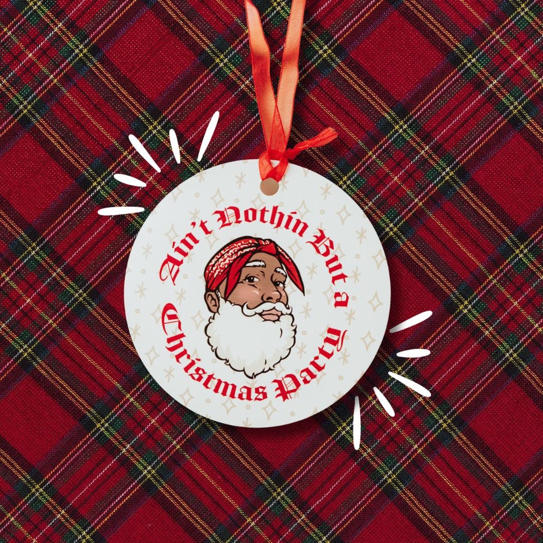 Rapper Santa Tu-pac Tree Ornament 2-side Metallic Christmas Ornament ...