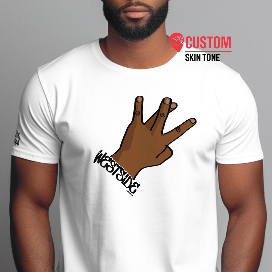 Westside Hand Sign Custom Mens T-shirt, Choose Skin Tone, Gifts for ...