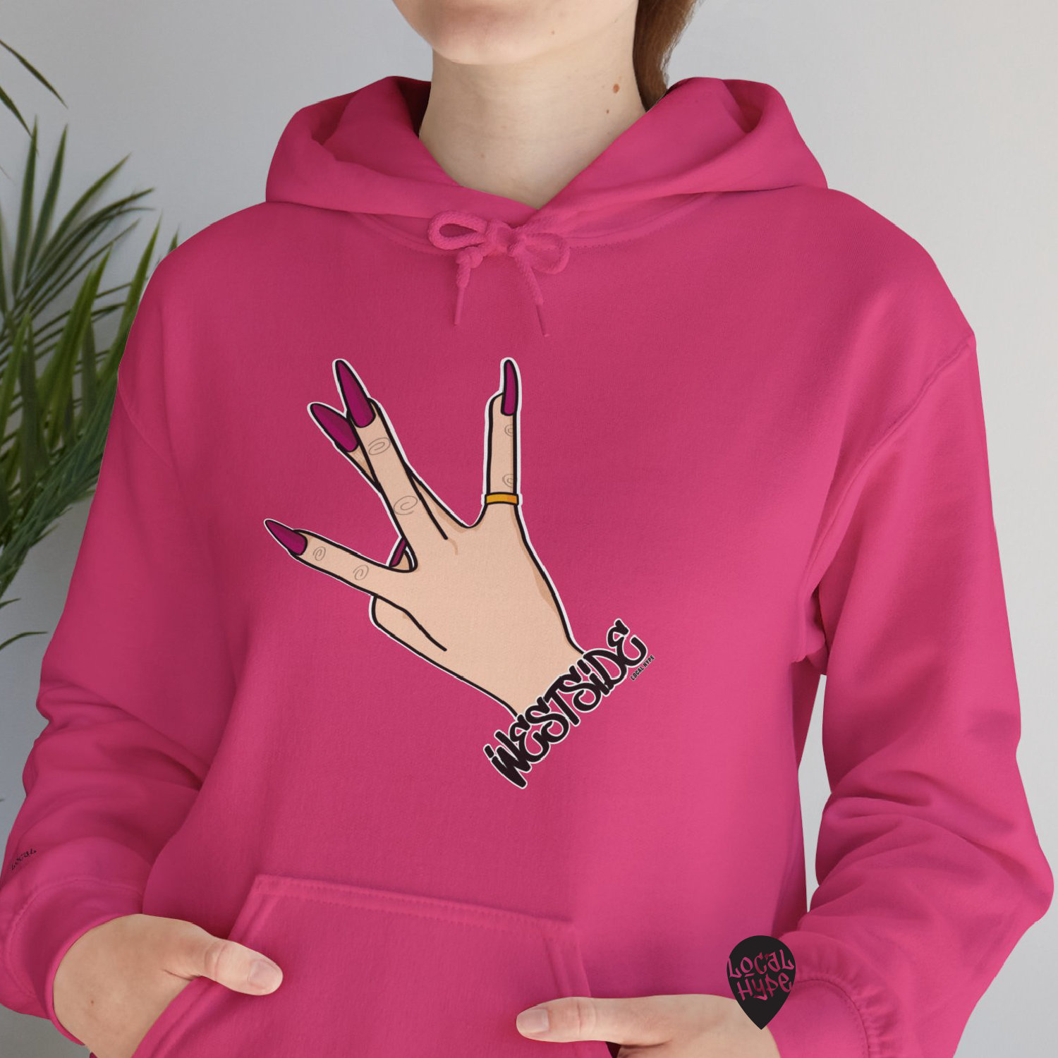 Westside Hand Sign Womens Custom Hoodie, Choose Skin Tone Nail Color ...