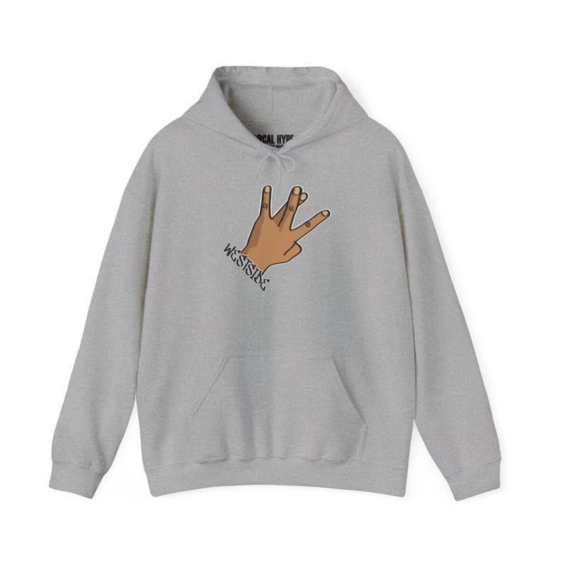 Westside Hand Sign Custom Mens Hoodie Sweatshirt, Choose Skin Tone ...