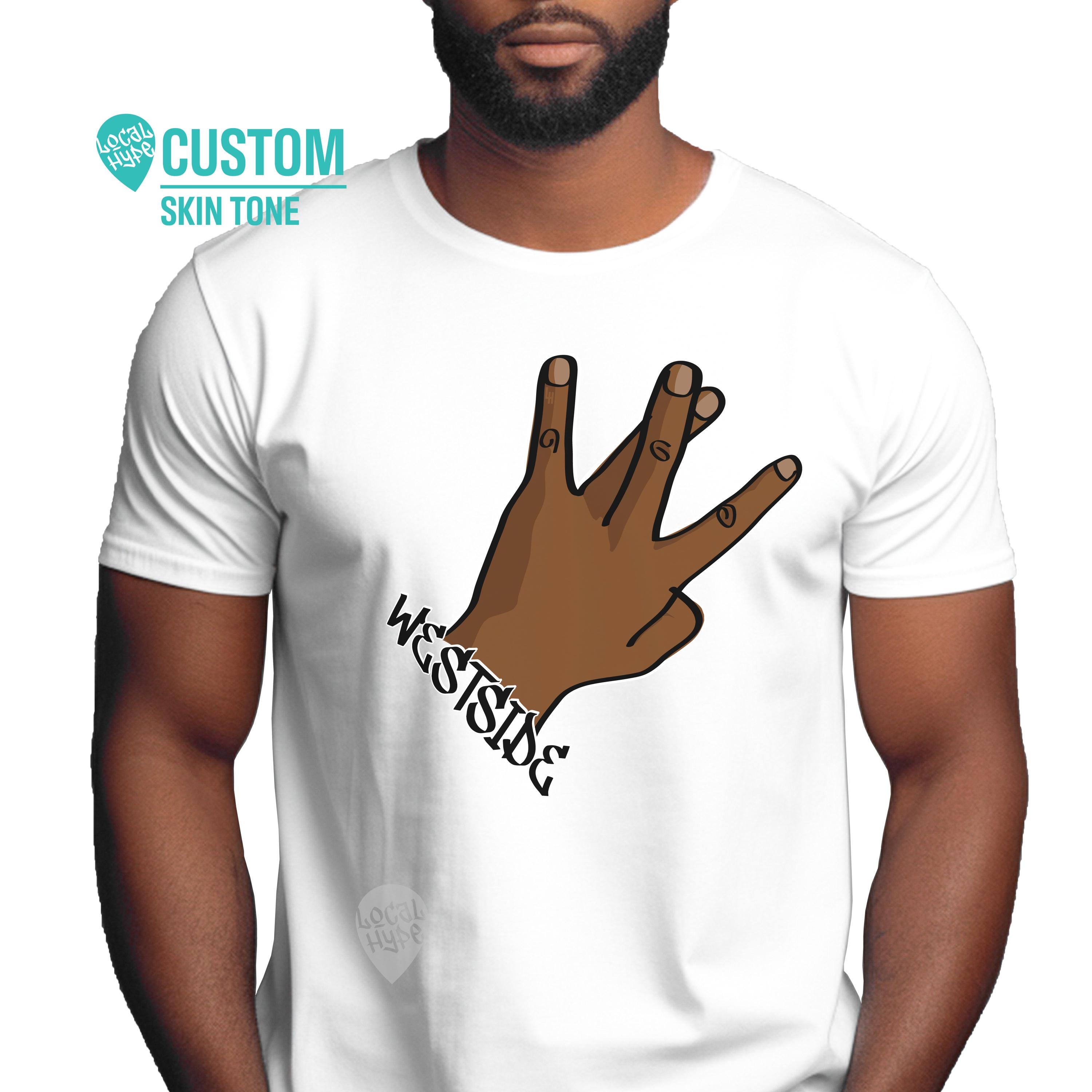 Westside Hand Sign Custom Mens T-shirt, Choose Skin Tone, Gifts for ...