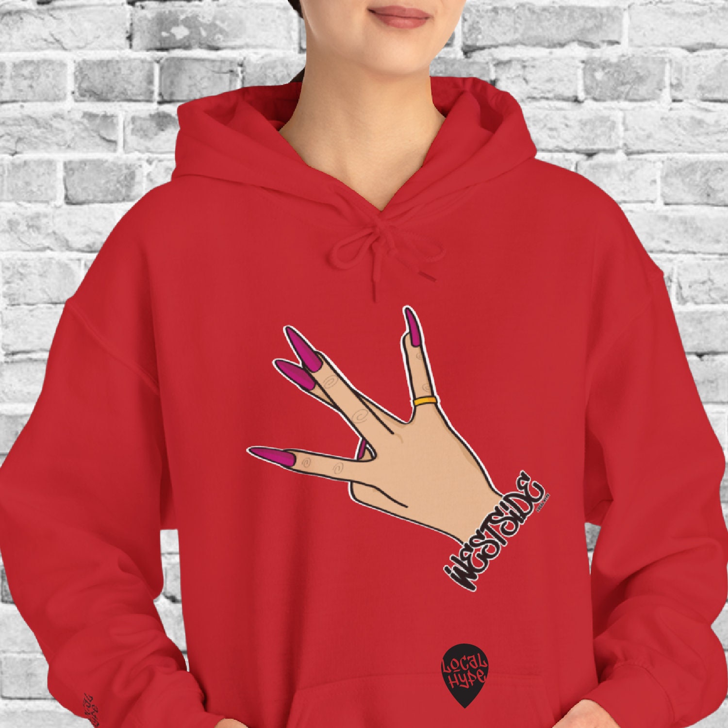 Westside Hand Sign Womens Custom Hoodie, Choose Skin Tone Nail Color ...