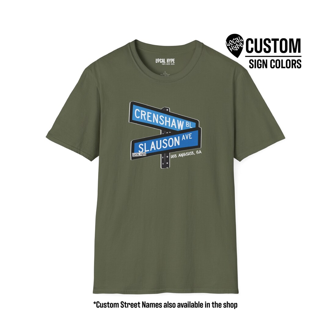 CRENSHAW SLAUSON Custom Street Sign Colors, Hyde Park Nipsey Hussle Tee ...