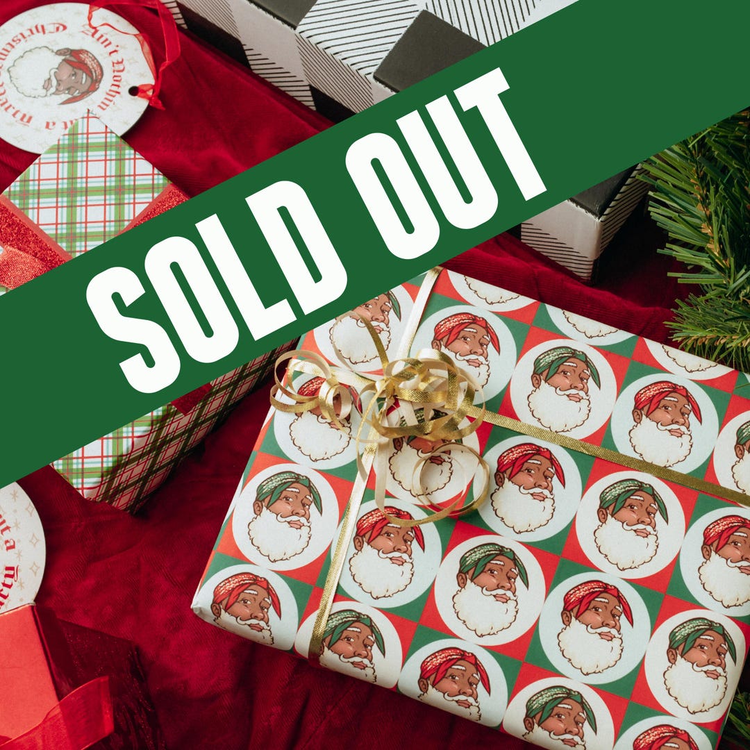 SOLD OUT Rapper Santa Tu-pac Gift Wrap Paper Black Santa Claus Gift ...