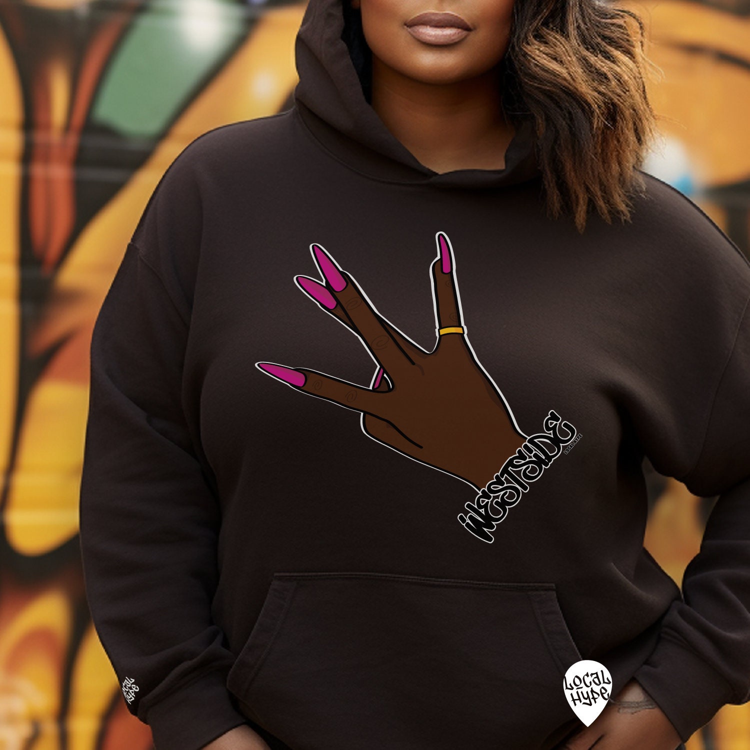 Westside Hand Sign Womens Custom Hoodie, Choose Skin Tone Nail Color ...