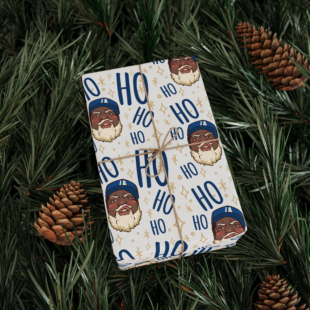 West Coast Rapper Gift Wrap Paper, Black Santa Claus Design, South Los ...