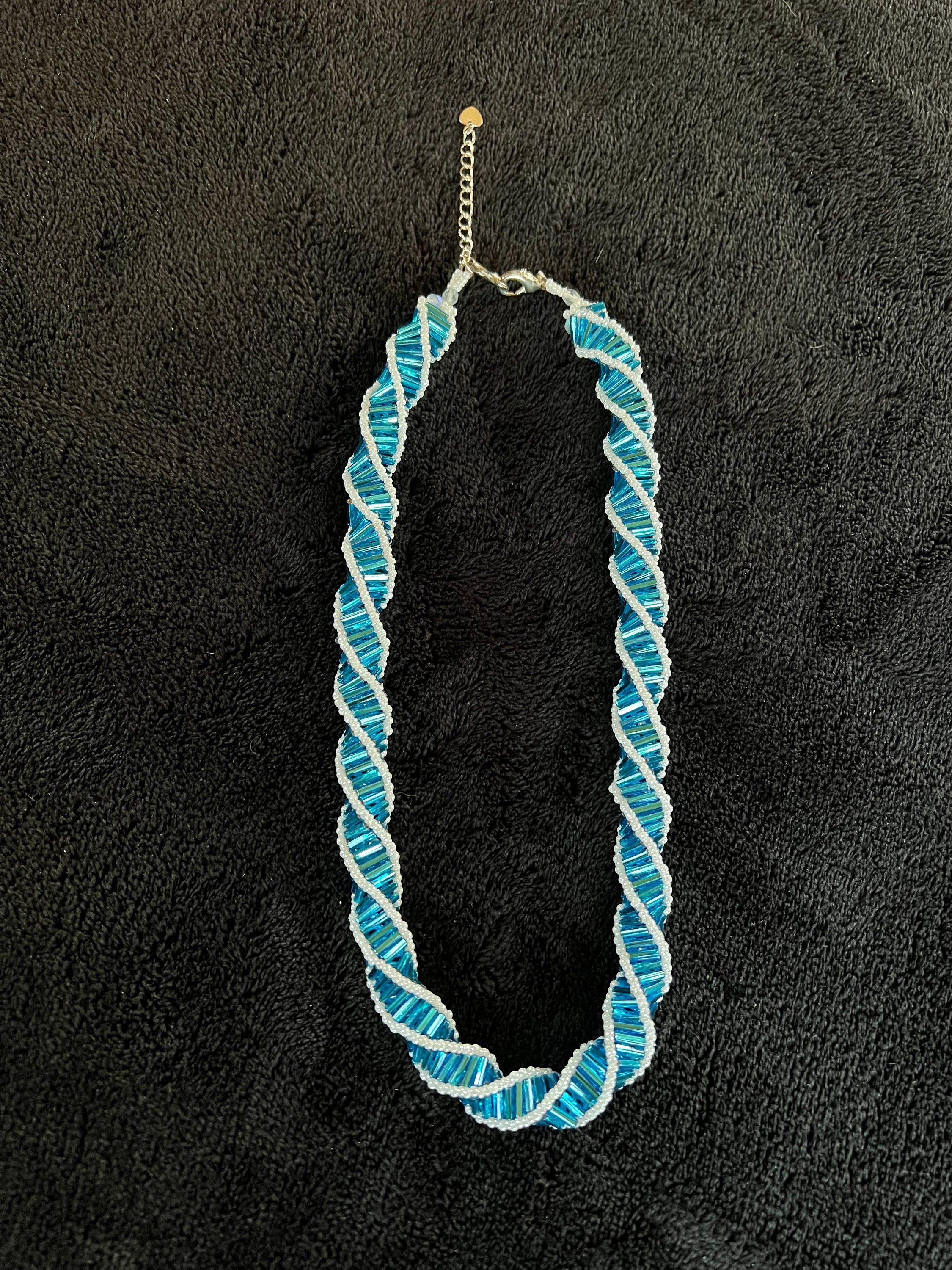 Beaded Spiral Bugle Bead Necklace, Turquoise Necklace, Beaded Jewelry ...