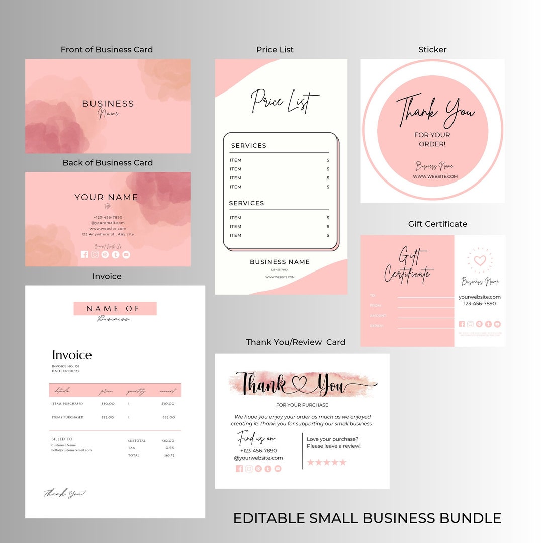 Editable Small Business Bundle - Etsy