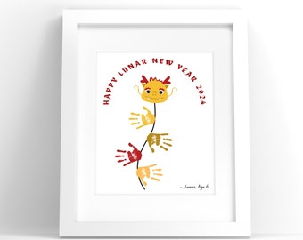 Happy Lunar New Year 2024 Handprint, Chinese New Year Handprint ...