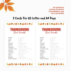 Printable Thanksgiving Word Scramble Game, Word Scramble With US Letter ...