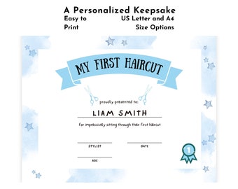 Printable My First Haircut Certificate Template for Girls, First ...